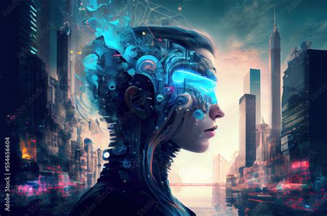 Artificial Intelligence Abstract Cyborg Android Is Not Based On Any Real Person Sketch Art