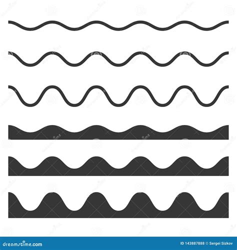 Seamless Wave And Zigzag Pattern Set On White Background Vector