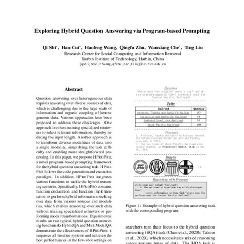 Exploring Hybrid Question Answering Via Program Based Prompting Acl Anthology