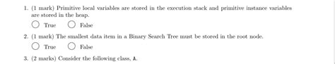 Solved Mark Primitive Local Variables Are Stored In Chegg