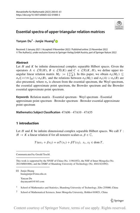 Essential Spectra Of Upper Triangular Relation Matrices Request Pdf