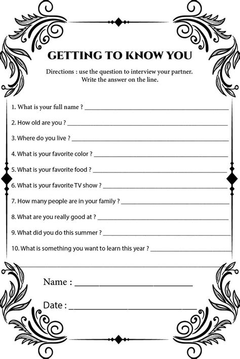 Free Printable Get To Know You Worksheets For Adults Printable Worksheets