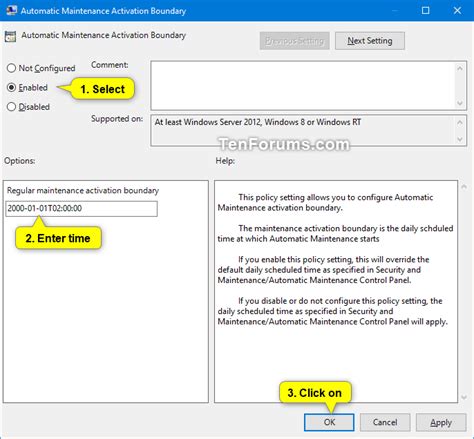 Specify Automatic Maintenance Time To Run In Windows 10 Tutorials