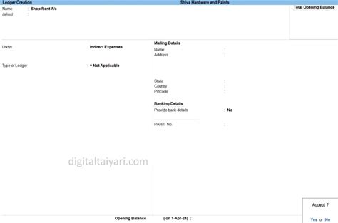 Tally Prime 70 Important Ledger And Their Group In Hindi Post Year Digital Taiyari