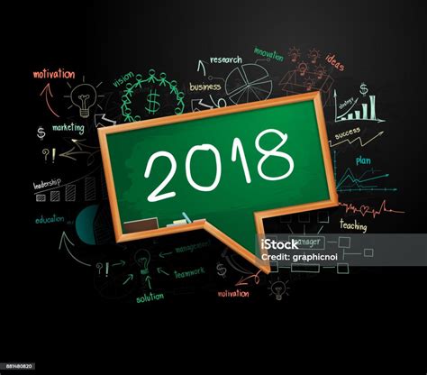 2018 비즈니스 성공 전략 계획 아이디어 연설 거품 칠판 창의적 사고 그리기 차트와 그래프 영감 개념 현대 템플릿 레이아웃 다이어그램 벡터 일러스트 레이 션 교육에 대한