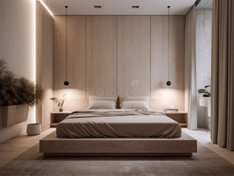 Bedroom Interior Architecture Features A Minimalist Style Stock Illustration Illustration Of