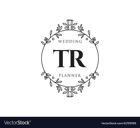 Tr Initials Letter Wedding Monogram Logos Vector Image