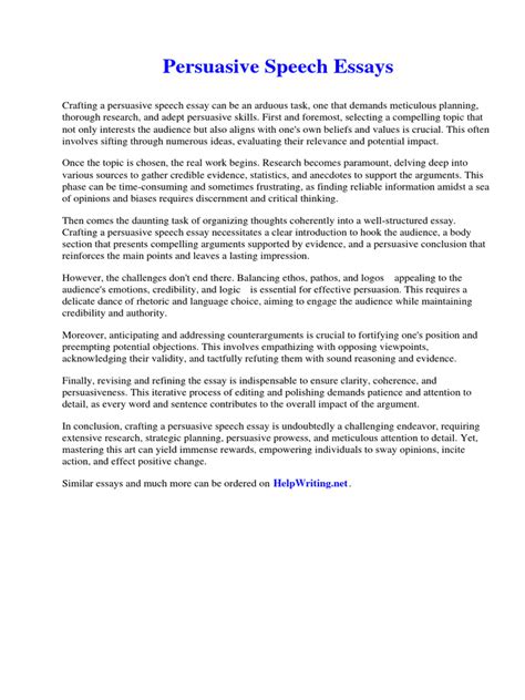 Persuasive Speech Essays Pdf Rhetoric Persuasion