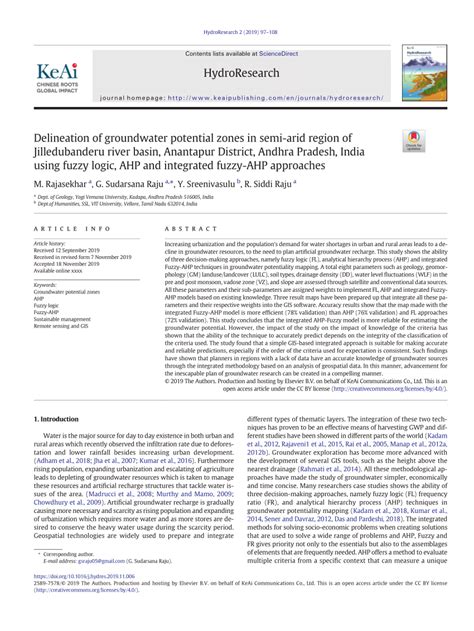 Pdf Delineation Of Groundwater Potential Zones In Semi Arid Region Of Jilledubanderu River