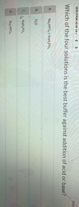 solved question 10 of 14 sho which of the four solutions is