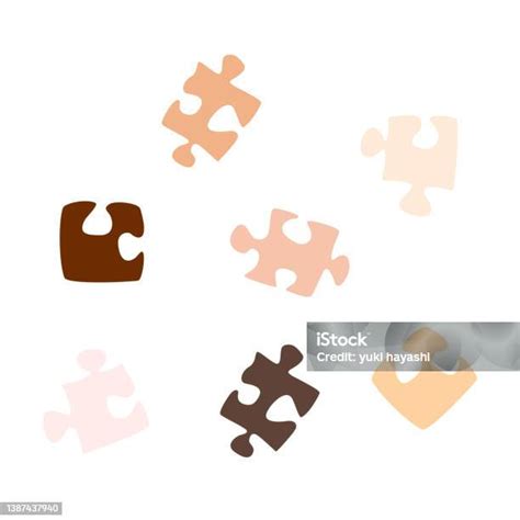 다양한 인종을 나타내는 피부 색 퍼즐 조각 벡터 그림입니다 0명에 대한 스톡 벡터 아트 및 기타 이미지 0명 다문화주의 다양 Istock