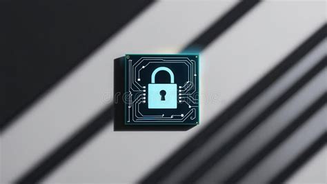 Digital Lock Icon Circuit Board Representing Cybersecurity Stock