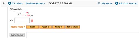 solved 3 0 1 points previous answers scalcet8 3 3 009 mi