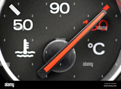 Temperature Gauge In Car Dashboard Hot Stock Photo Alamy