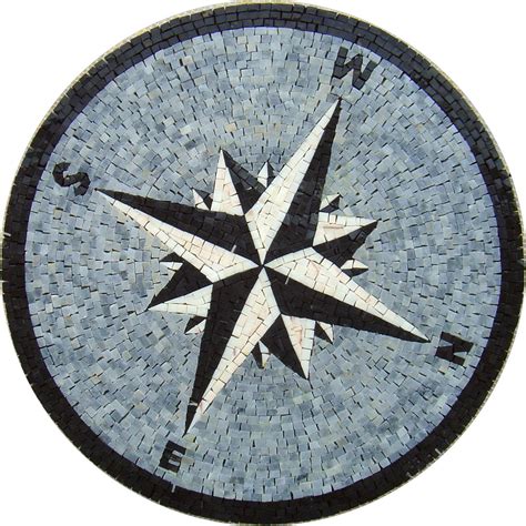 32 Handmade Compass Rose Marble Mosaic Medallion Nautical Art Tile For