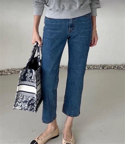 오직유 당일 드마르 편한 크롭 청바지 일자핏 스판 데님팬츠