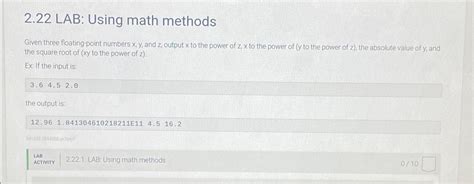 Solved LAB Using Math MethodsGiven Three Chegg
