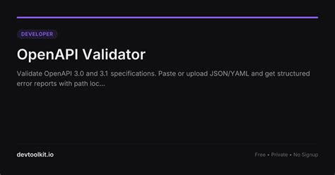 Openapi Validator Free Online Devtoolkit