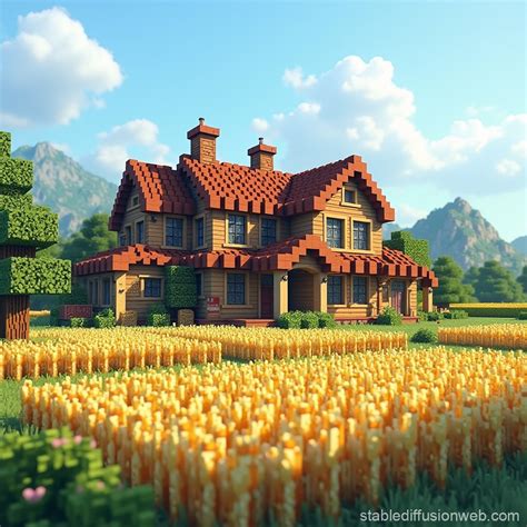 Whimsical Minecraft Farmhouse With Vineyard Stable Diffusion Online