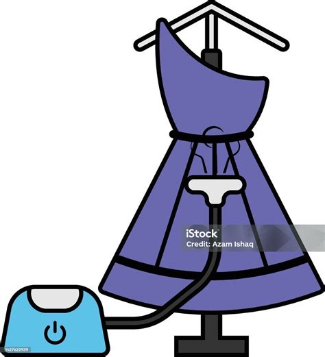 무대 뒤에서 휴대용 수직 증기 철 벡터 컬러 아이콘 디자인 앙상블 및 유행 기호 의류 및 의상 기호 패션 쇼 및 전시회 스톡 일러스트레이션 의류 증기선 개념 Premiere