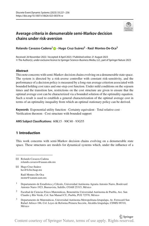 average criteria in denumerable semi markov decision chains under risk