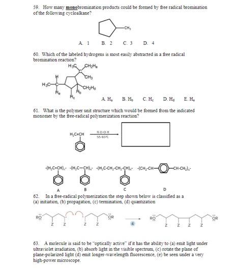 Solved 59. How many monobromination products could be formed | Chegg.com
