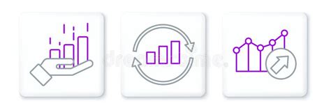 Set Line Financial Growth And Graph Chart Infographic Icon Vector Stock Vector Illustration