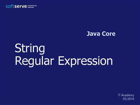 String Regular Expression Java Core Online Presentation