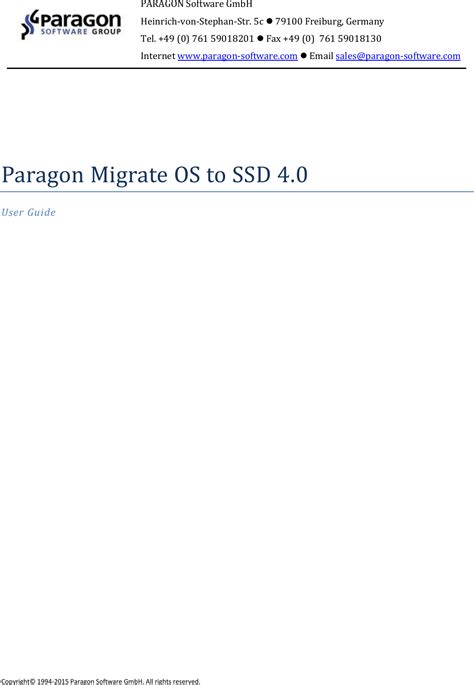 Paragon Migrate Os To Ssd 40 Operation Manual En