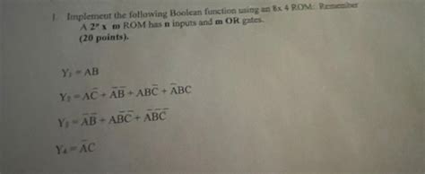Solved Solve Quick 1 Implement The Following Boolean Function Using An Course Hero