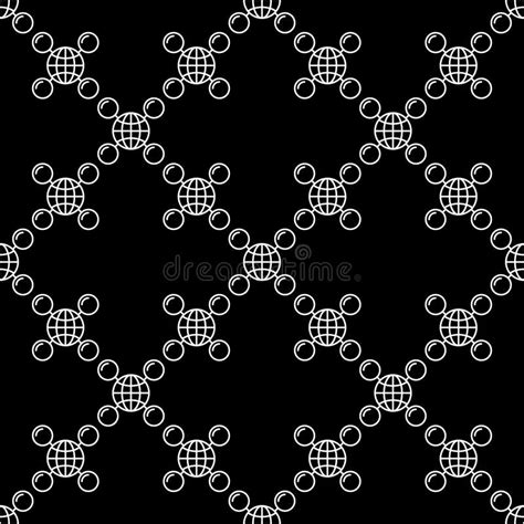 Earth Globe With Circles Vector Seamless Pattern In Outline Style Stock Vector Illustration Of