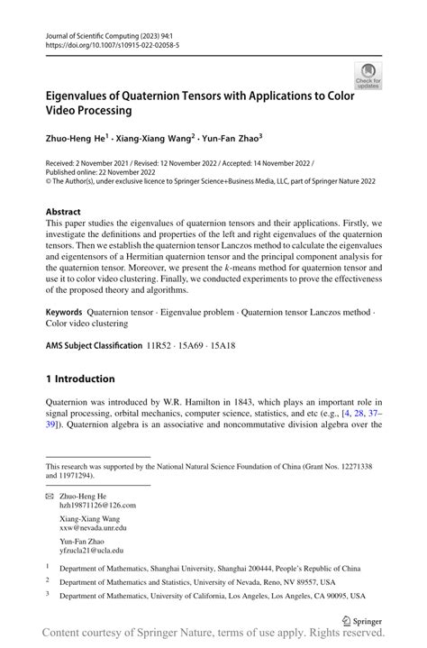 Eigenvalues Of Quaternion Tensors With Applications To Color Video
