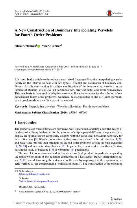 A New Construction Of Boundary Interpolating Wavelets For Fourth Order Problems Request Pdf
