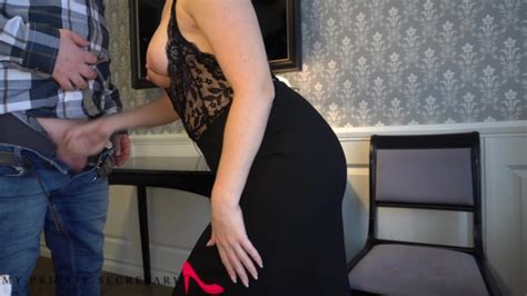 My Private Secretary Surprises The Boss In The Hotel Room Wearing A Sexy Lace Body And Pencil Skirt