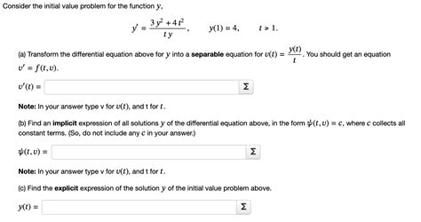 Solved Consider The Initial Value Problem For The Function Chegg