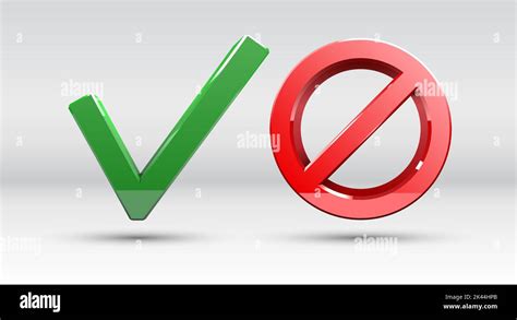 Allowed And Forbidden Signs With Green V And Red Crossed Circle In