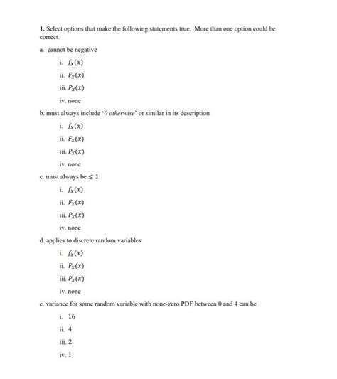 Solved 1 Select Options That Make The Following Statements