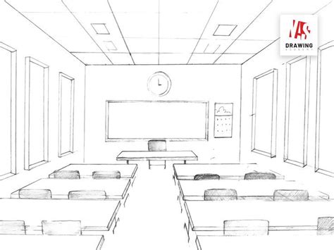 How To Draw A Class Room With 1 Point Perspective শ্রেণীকক্ষের দৃশ্য অংকন