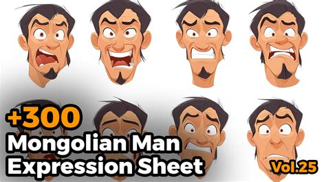 Artstation 300 Mongolian Man Expression Sheet 4k Artworks