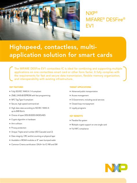 Mifare Desfire Ev1 Product Flyer Web Pdf Computing Telecommunications