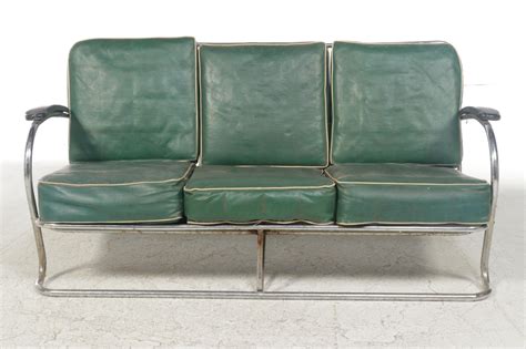 Kem Weber For Lloyd Art Deco Tubular Chrome Framed Sofa Early 20th