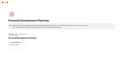 Personal Development Plan Notion Template