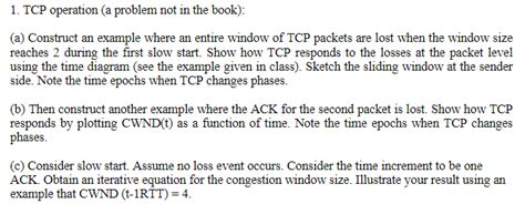 TCP Operation A Problem Not In The Book A Chegg Com