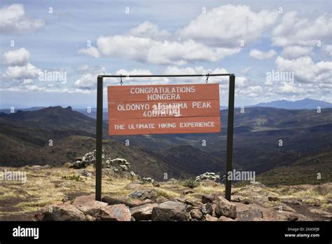 A Summit Success Board For Mt Satima Also Named Oldonyo Lesatima Stock