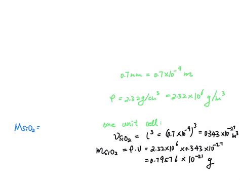 Solved One Crystalline Form Of Silica Sio2 Has A Cubic Unit Cell