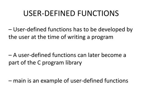 User Defined Function In C Ppt