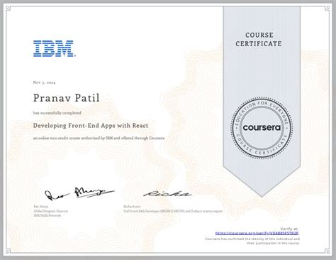 Pranav Patil On Linkedin React Redux Frontenddevelopment Webdevelopment Coursera Ibm