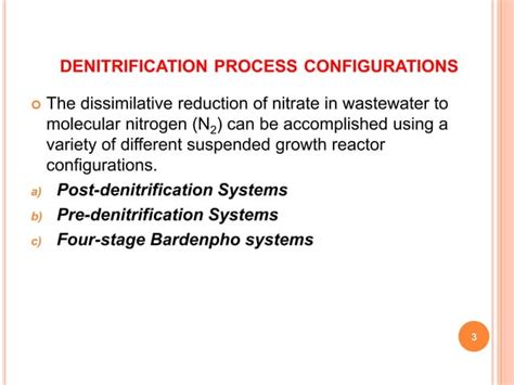 Denitrification Process Configurationspptx Chemistry Science
