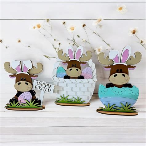 Standing Moose Easter Decor Spring And Easter Decor Tiered Tray Decor