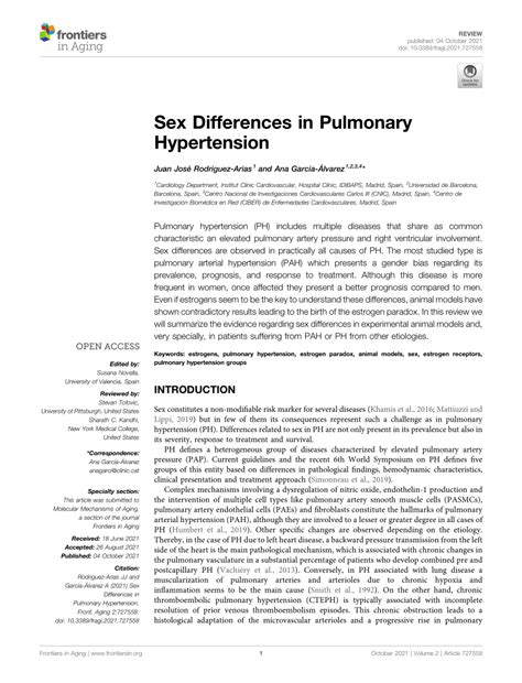 PDF Sex Differences In Pulmonary Hypertension